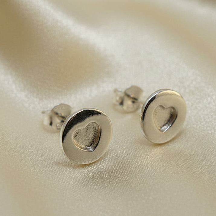 Simple Silver Heart Stud Blanks Suitable For Resin – Caverswall Minerals
